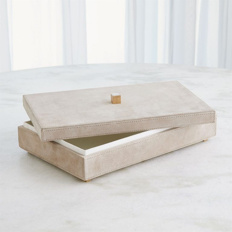 Parchment Suede Posh Box – Large – SR Interiors